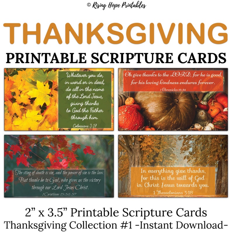 Thanksgiving Scripture Cards -C1- INSTANT DOWNLOAD, Fall Autumn ...