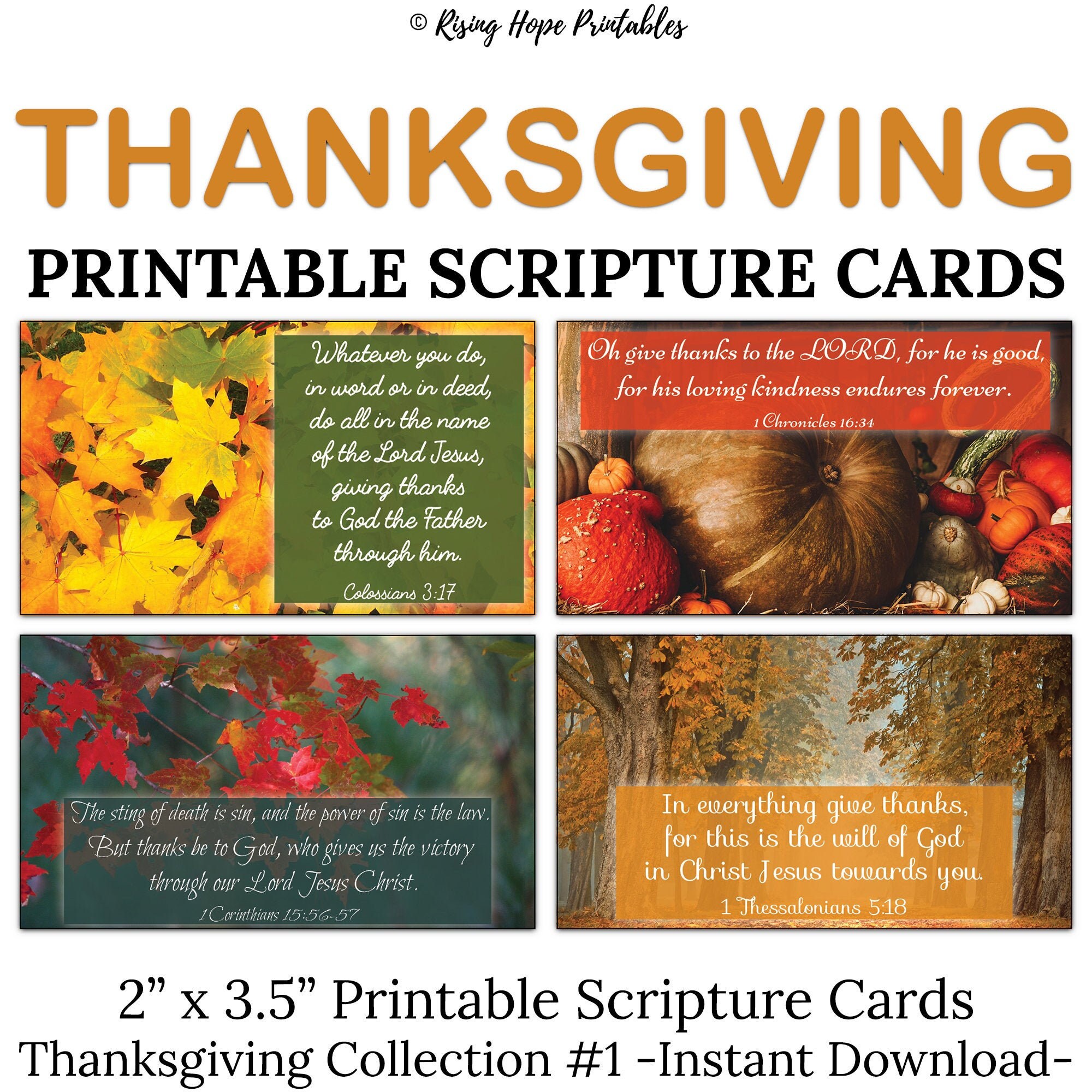 Thanksgiving Scripture Cards C1 INSTANT DOWNLOAD, Fall Autumn ...