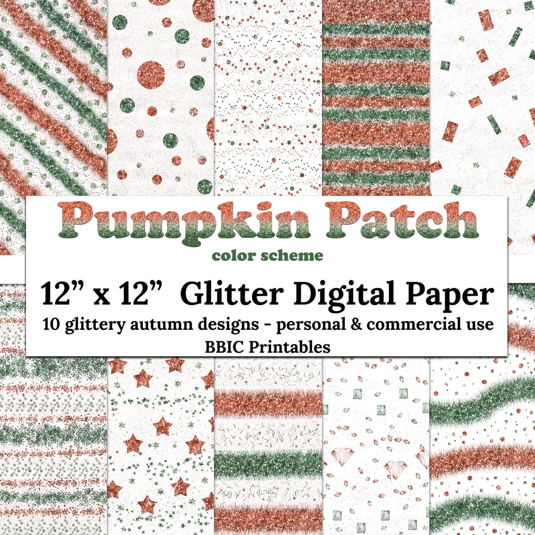 Pumpkin Patch Digital Paper- INSTANT DOWNLOAD, 12x12 Fall Autumn Orange ...