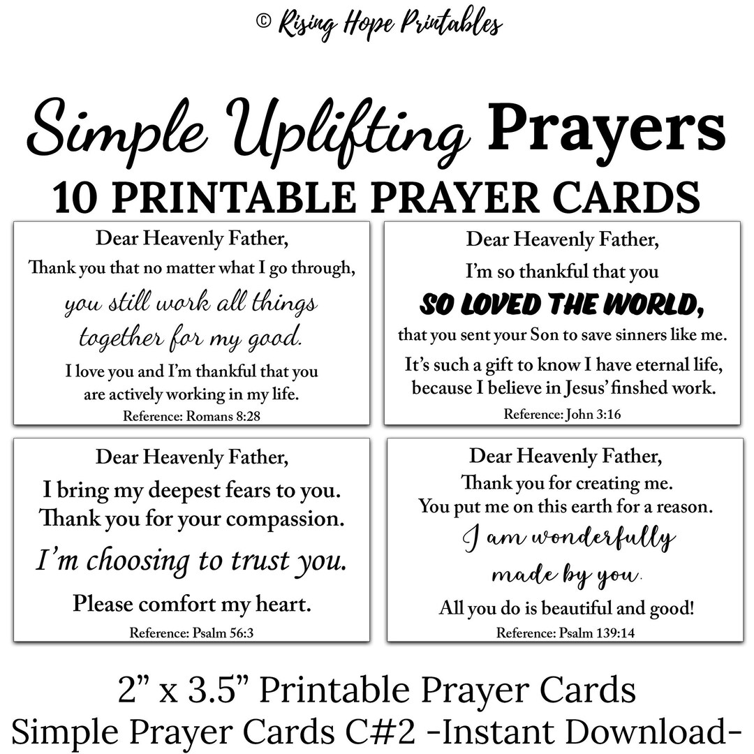10 Encouraging Simple Printable Prayer Cards -C2- INSTANT DOWNLOAD ...