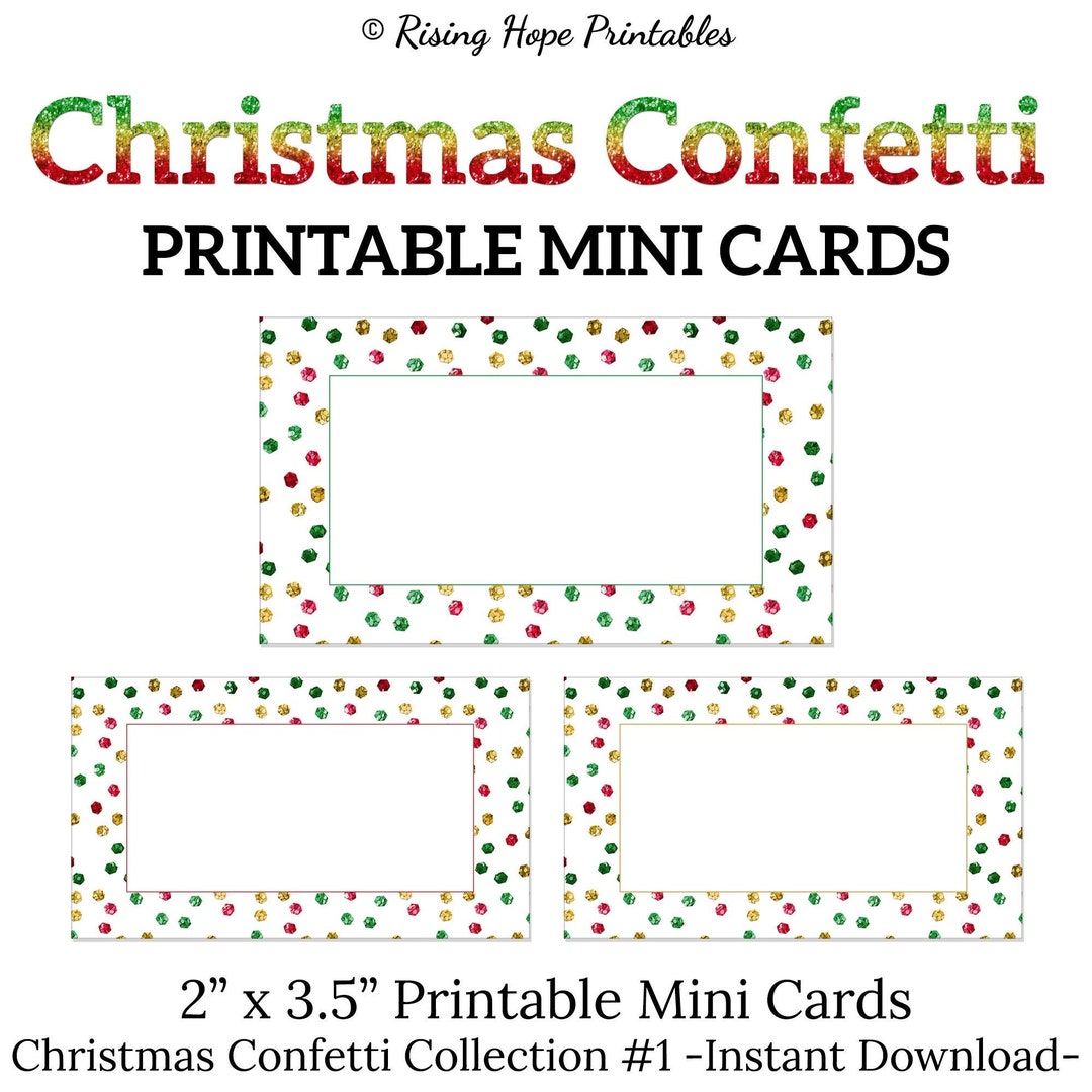 Christmas Confetti Printable Mini Cards -C1- INSTANT DOWNLOAD ...