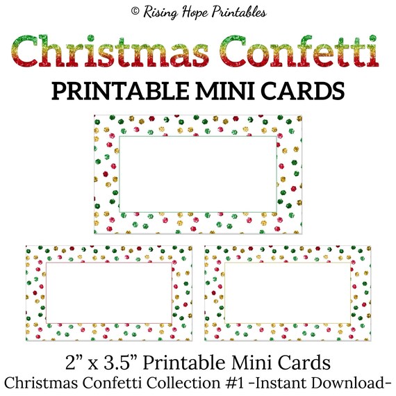 Christmas Confetti Printable Mini Cards C1 INSTANT DOWNLOAD - Etsy