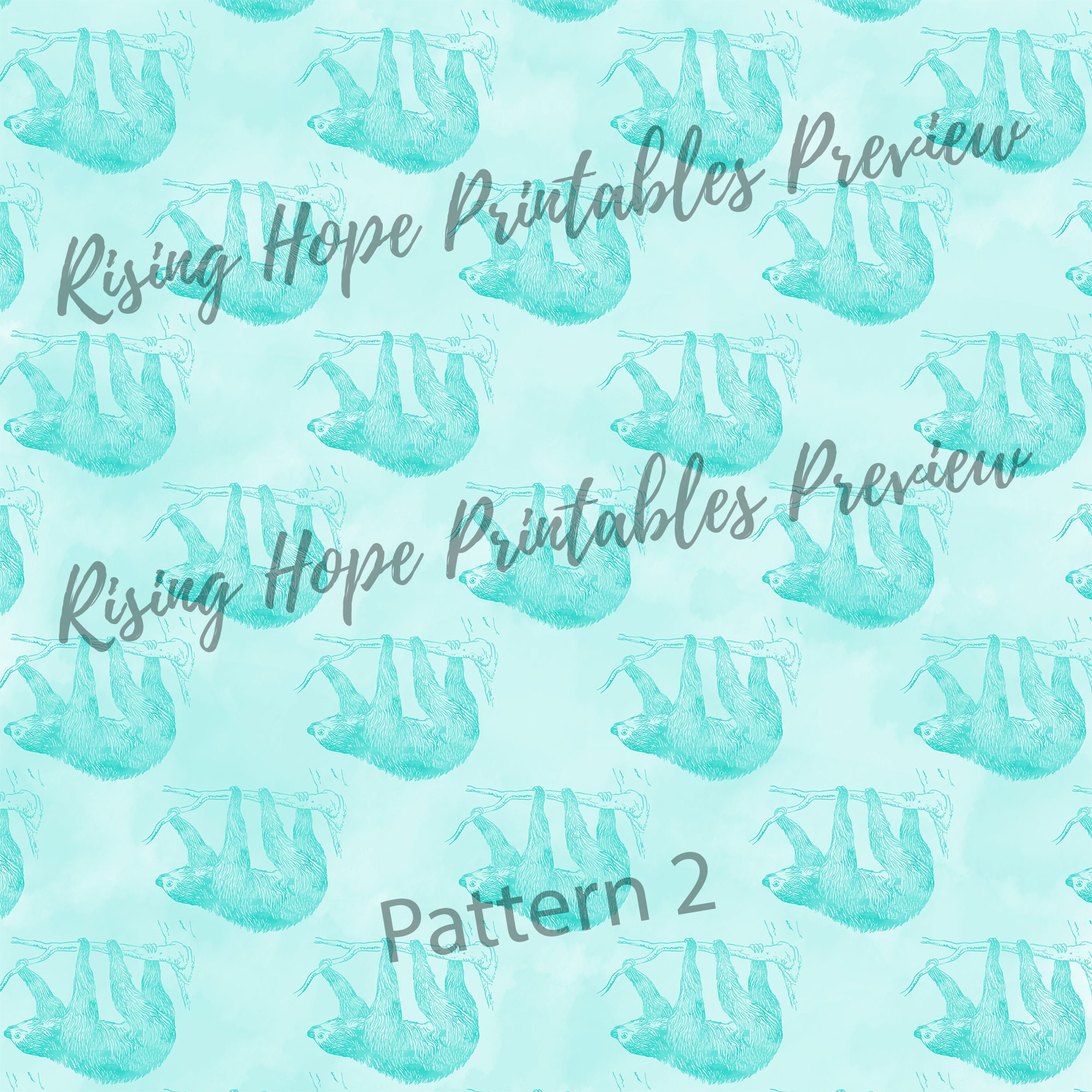 Watercolor Sloth Digital Paper- INSTANT DOWNLOAD, 12x12 15 Colors ...