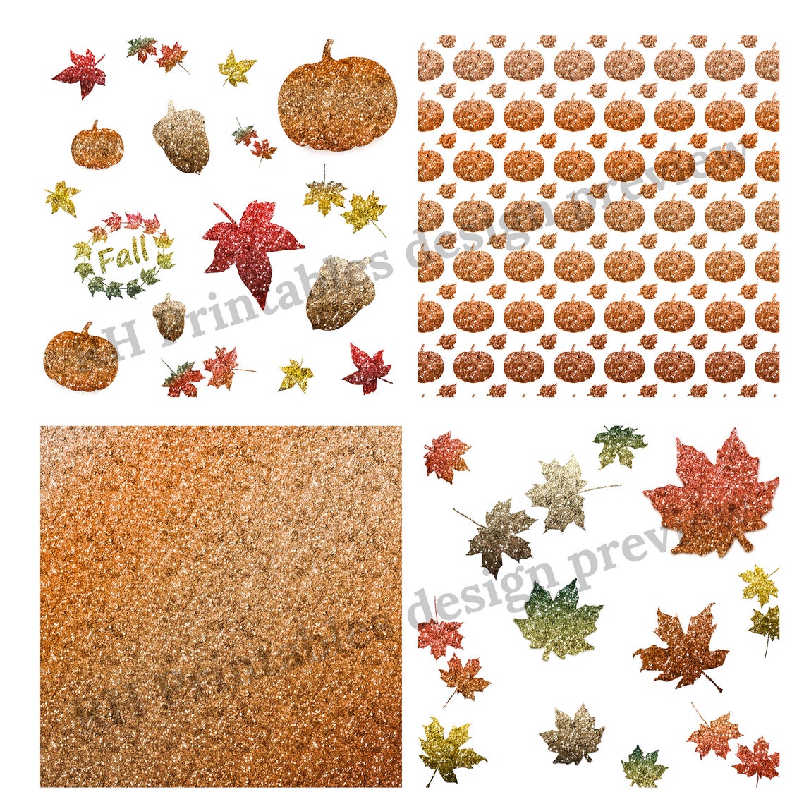 Autumn Fall Digital Paper INSTANT DOWNLOAD, Autumn Fall Glitter Falling ...