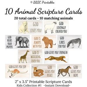 10 Kids Animal Scripture Cards -kids Collection #1- INSTANT DOWNLOAD ...