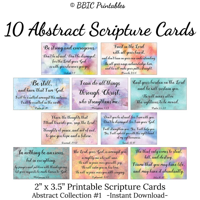 10 Abstract Printable Scripture Cards collection 1 INSTANT DOWNLOAD ...