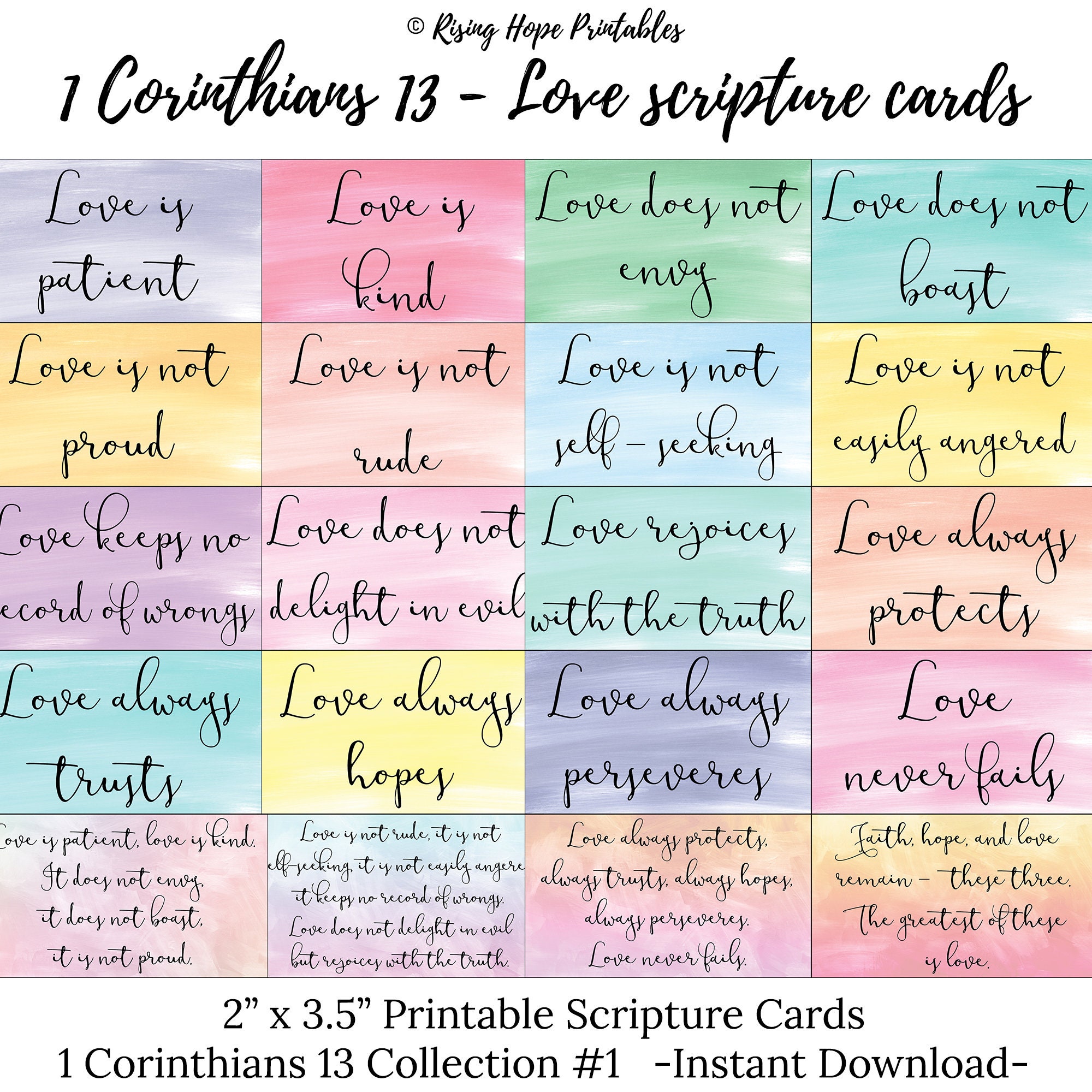 1 Corinthians 13 Love Mini Cards -C1- INSTANT DOWNLOAD, 1 Cor 13 What ...