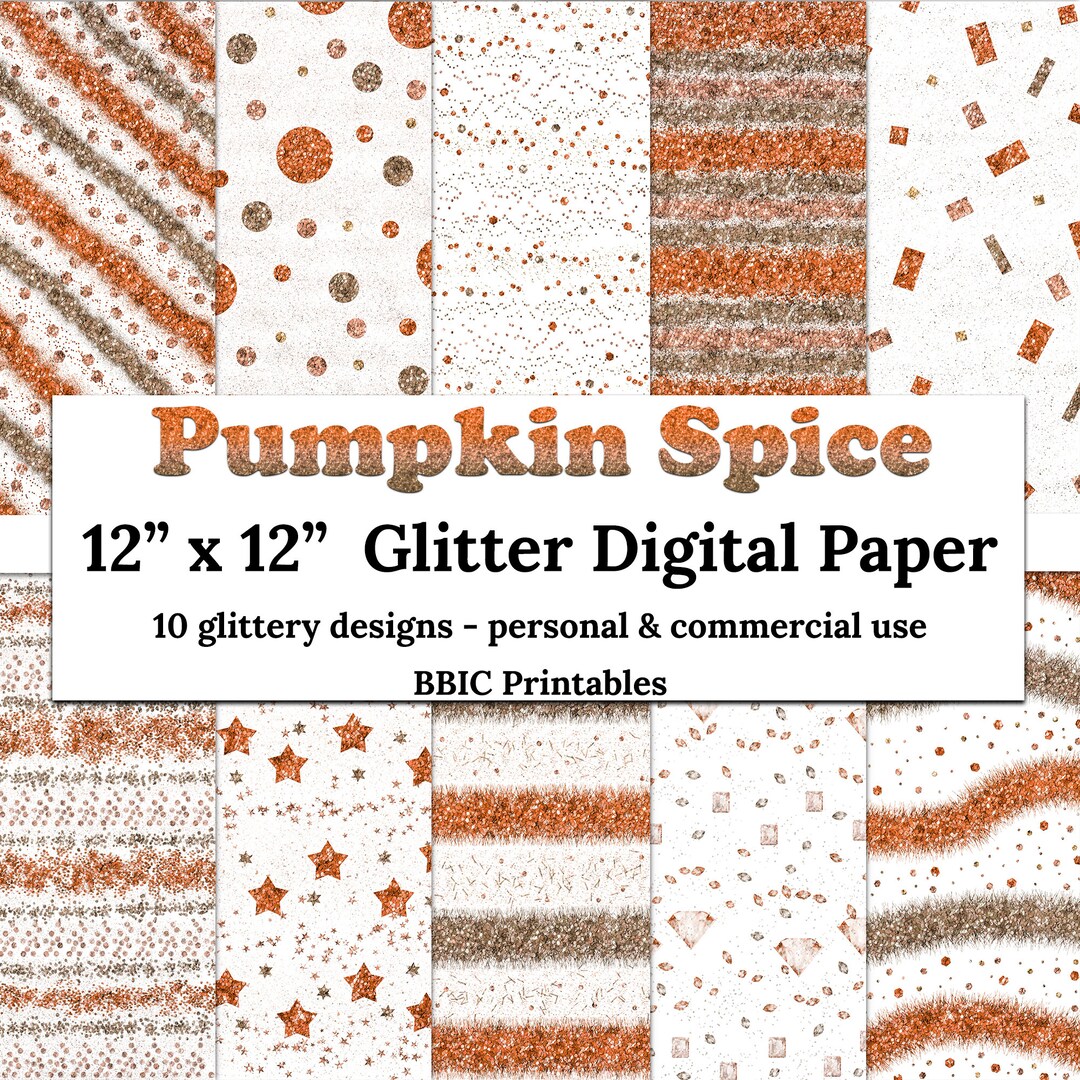 Pumpkin Spice Digital Paper- INSTANT DOWNLOAD, 12x12 Fall Autumn Orange ...