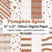 Pumpkin Spice Digital Paper- INSTANT DOWNLOAD, 12x12 Fall Autumn Orange ...