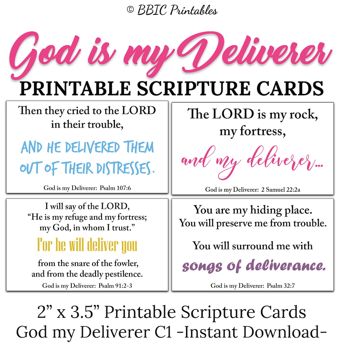 10 God is My Deliverer Printable Scripture Cards C1 INSTANT DOWNLOAD ...