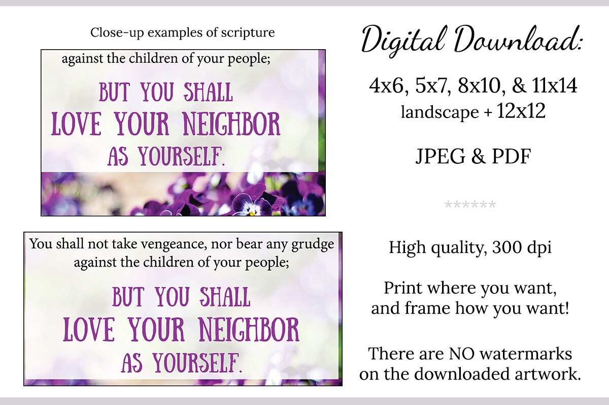 Love Your Neighbor Leviticus 19:18 INSTANT DOWNLOAD, Leviticus Artwork ...
