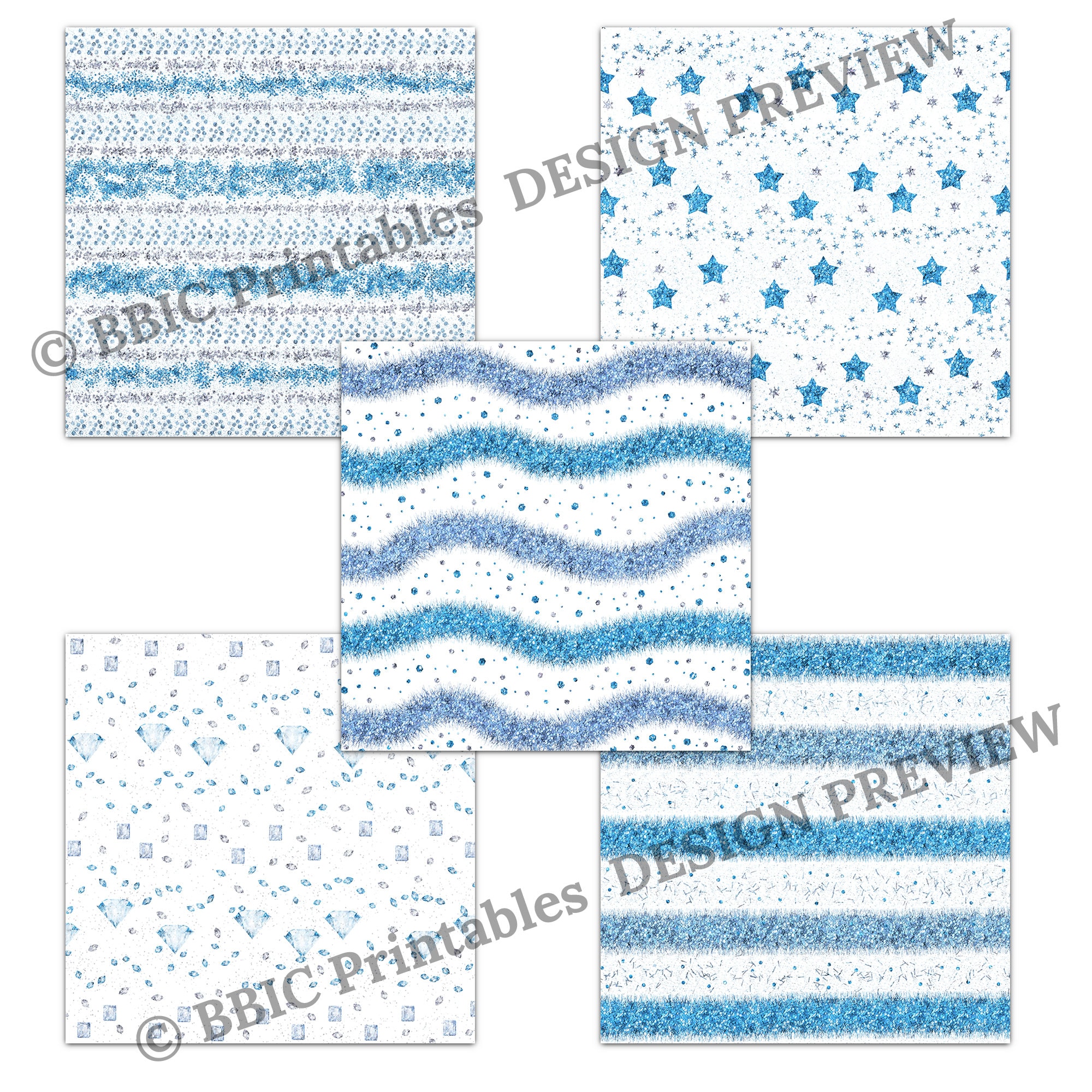 Sky Blue Digital Paper INSTANT DOWNLOAD, 12x12 Sky Blue Silver Color ...