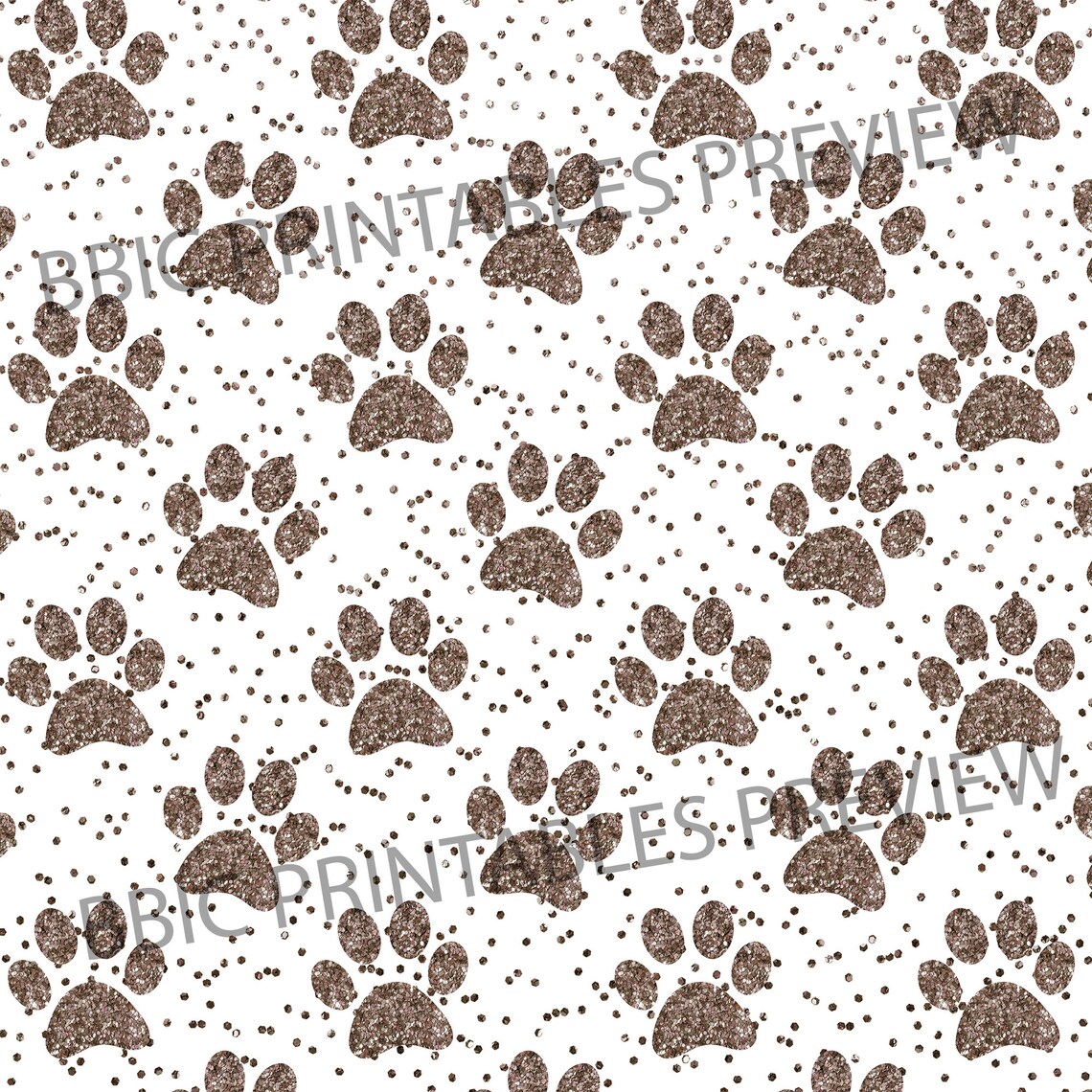 Paw Prints Glitter Digital Paper- INSTANT DOWNLOAD, 12x12 Glittery ...