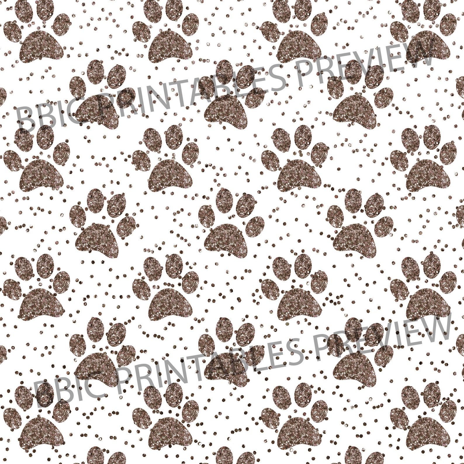 Paw Prints Glitter Digital Paper- INSTANT DOWNLOAD, 12x12 Glittery ...