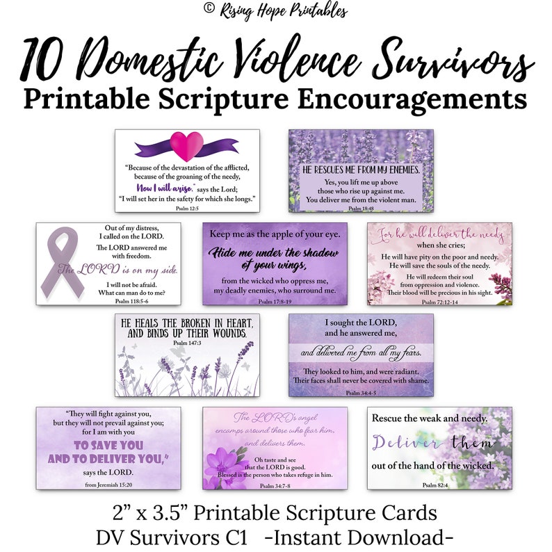 Domestic Violence SURVIVORS Scripture Cards -C1- Instant Download ...