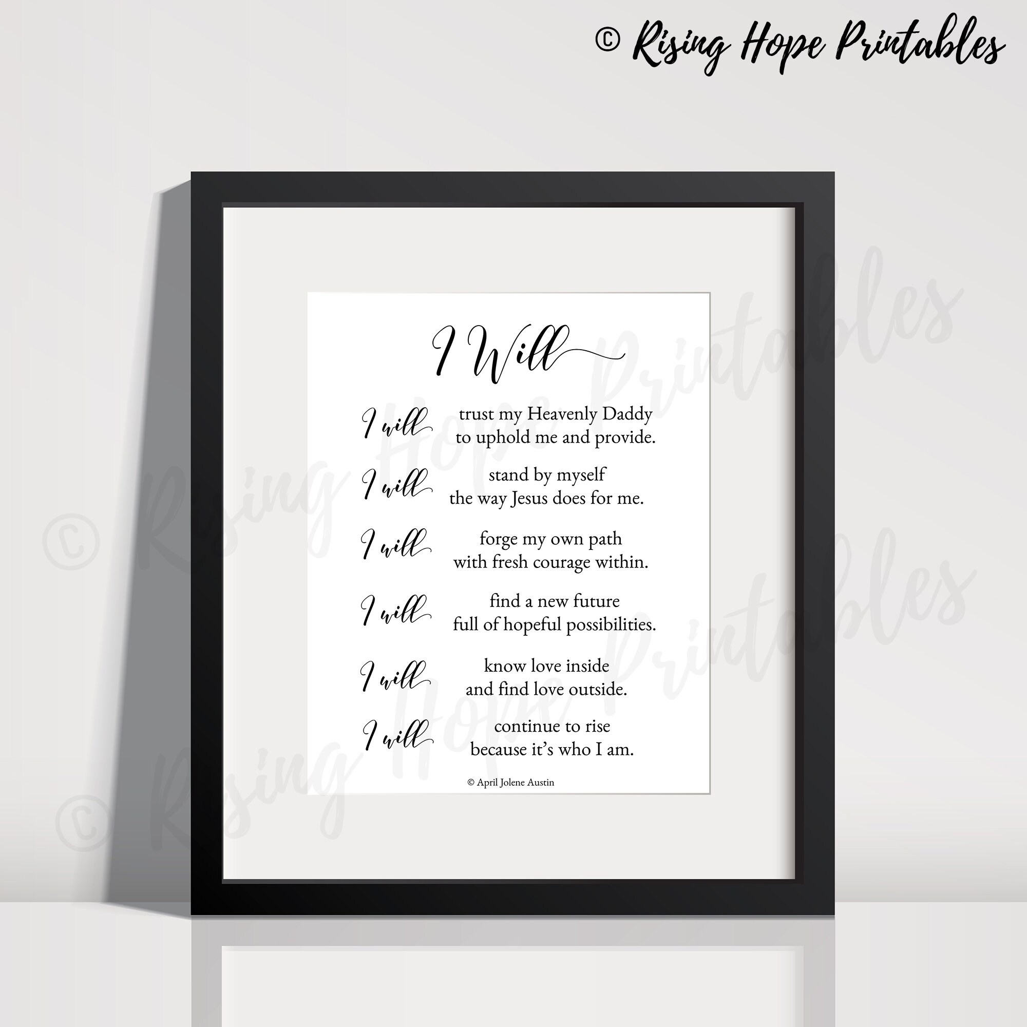 I Will Printable Poetry INSTANT DOWNLOAD Abuse Survivor Women ...