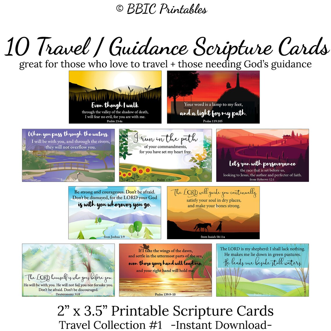 10 Travel Printable Scripture Cards collection 1 INSTANT DOWNLOAD ...