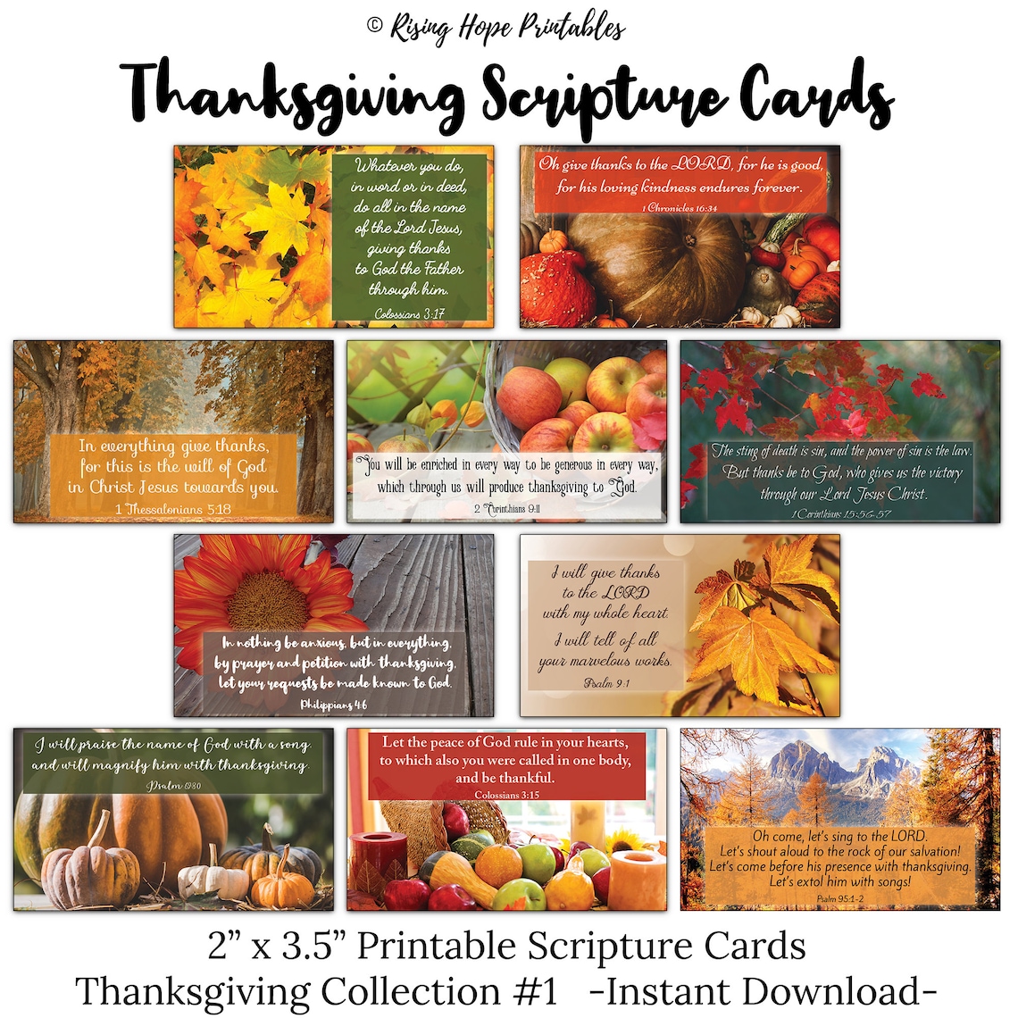 Thanksgiving Scripture Cards C1 INSTANT DOWNLOAD, Fall Autumn ...