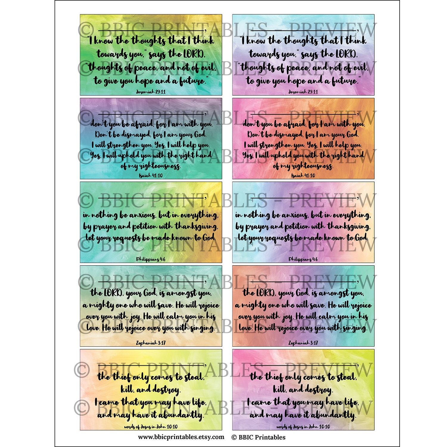 20 Personalized Printable Scripture Cards personalized Collection 1 ...