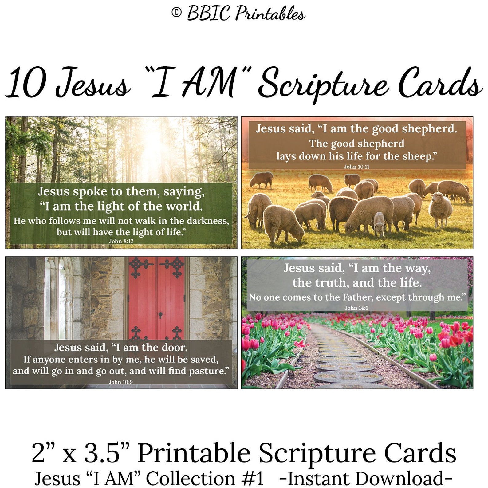 10 Mini Jesus "i Am" Printable Scripture Cards -I Am Collection #1 ...