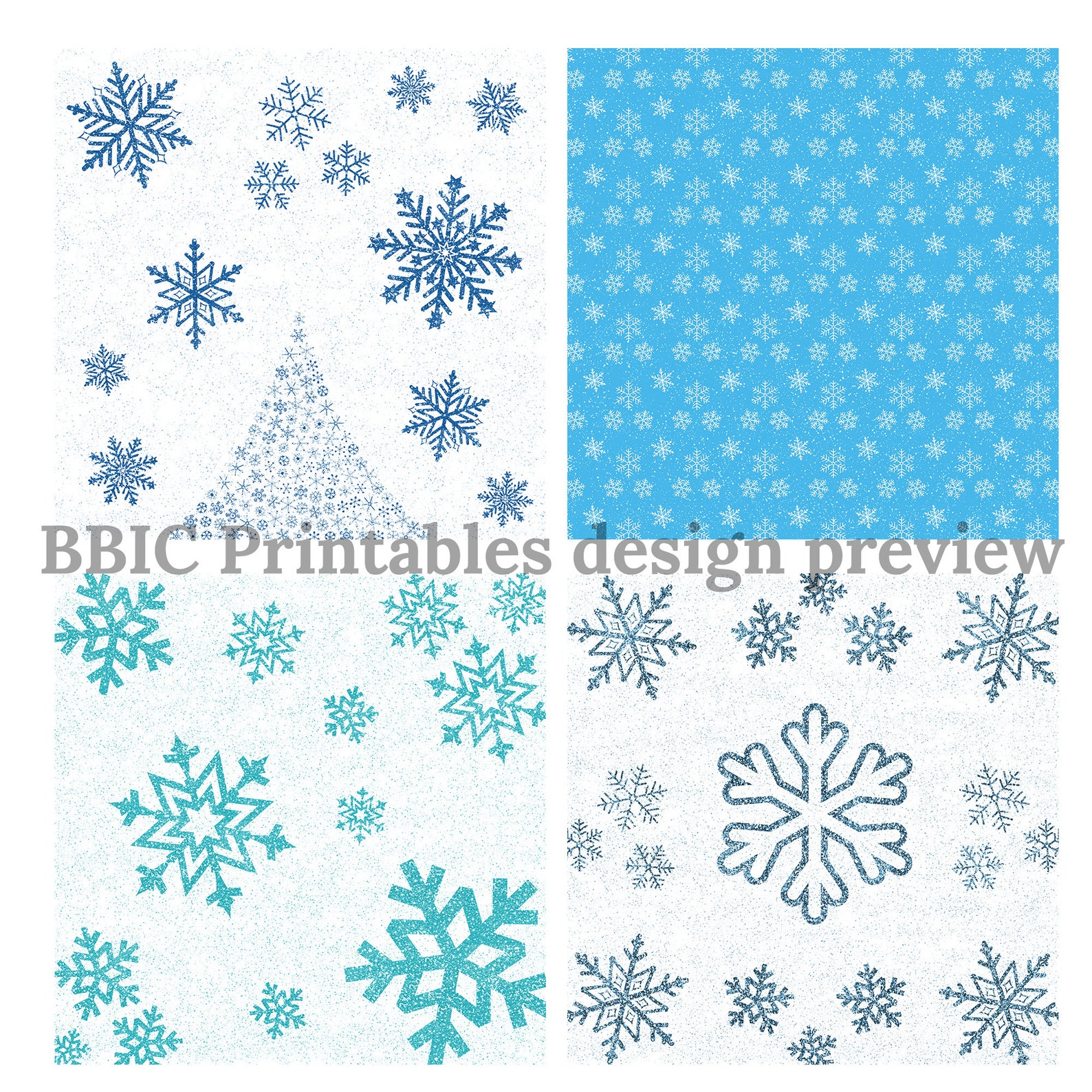 Snowflake Digital Paper- INSTANT DOWNLOAD, 12x12 Printable Glittery ...