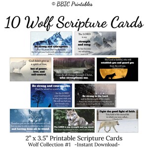 10 Wolf Printable Scripture Cards -C#1- INSTANT DOWNLOAD, Wolf Wolves ...