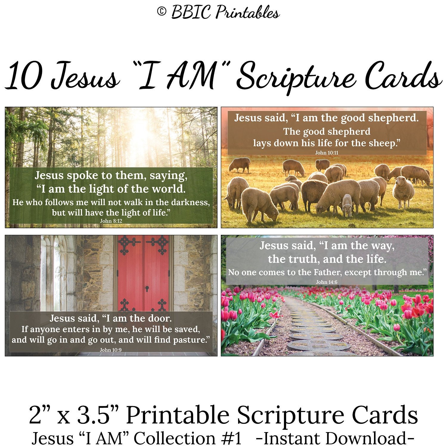 10 Mini Jesus "i Am" Printable Scripture Cards -I Am Collection #1 ...