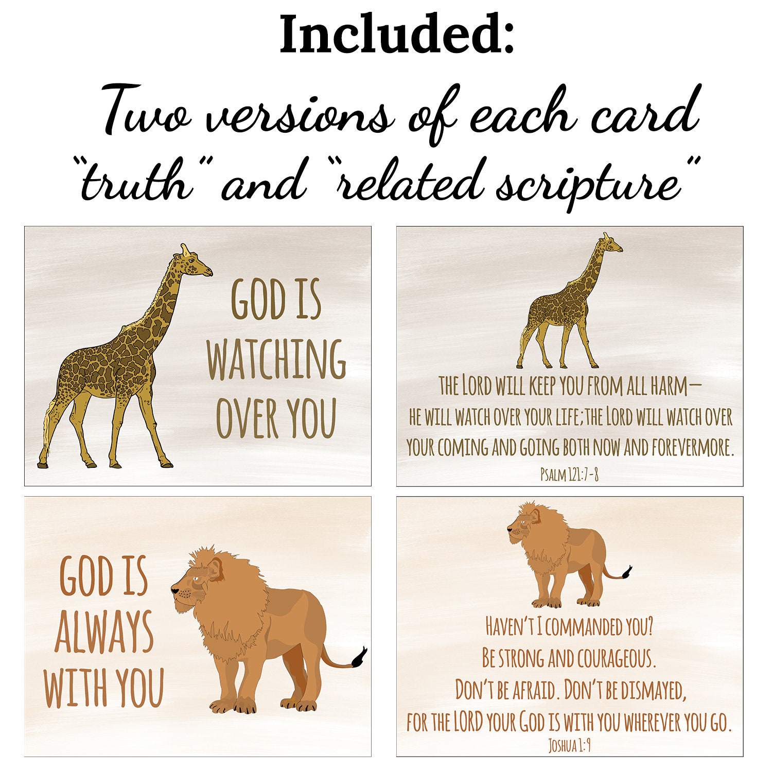 10 Animal Printable Scripture Cards kids C1 INSTANT DOWNLOAD, 3.75x5 ...