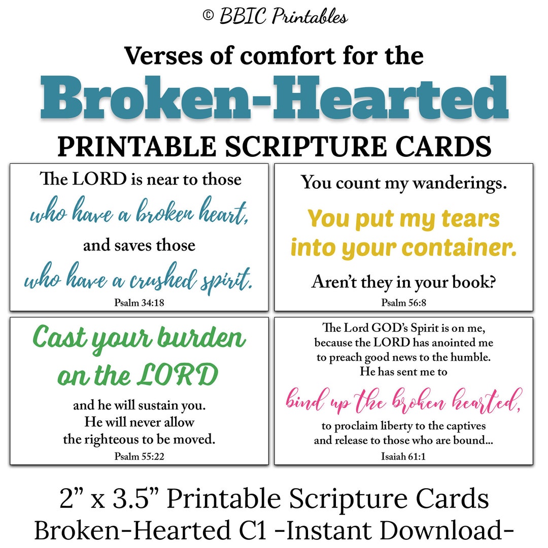 10 Comfort for the Broken-hearted Printable Scripture Cards -C1 ...