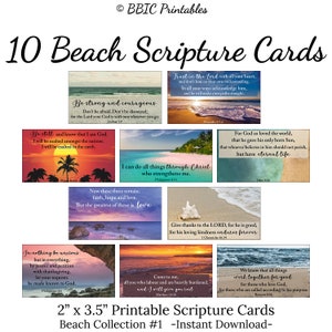 10 Beach Printable Scripture Cards -#C1- INSTANT DOWNLOAD, Assorted ...