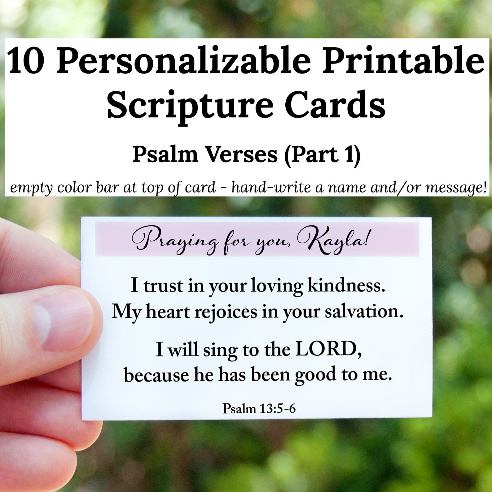 10 Personalizable Printable PSALM Scripture Cards -personalized ...