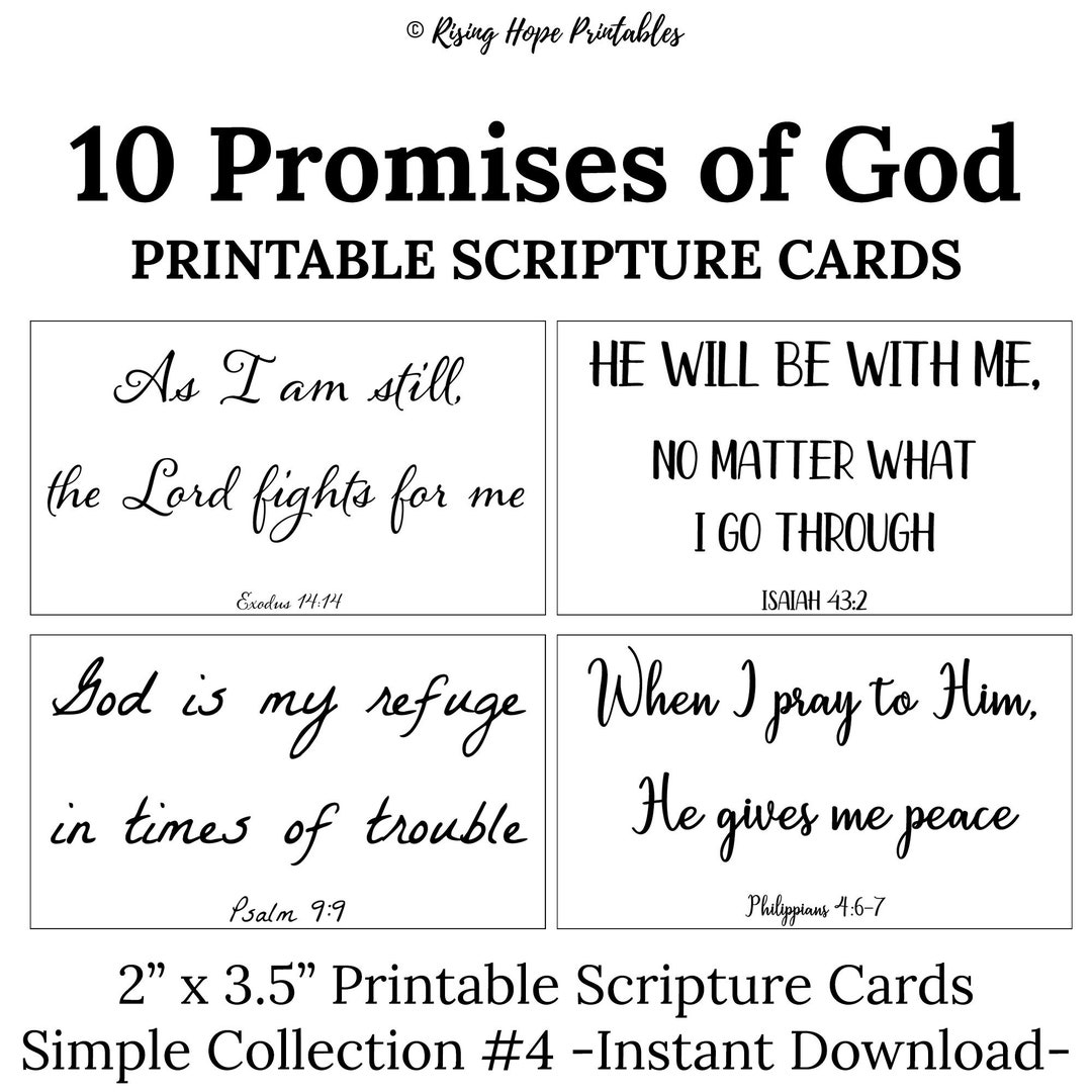 10 Promises of God Plain Cards -C4- INSTANT DOWNLOAD, Simple Plain ...