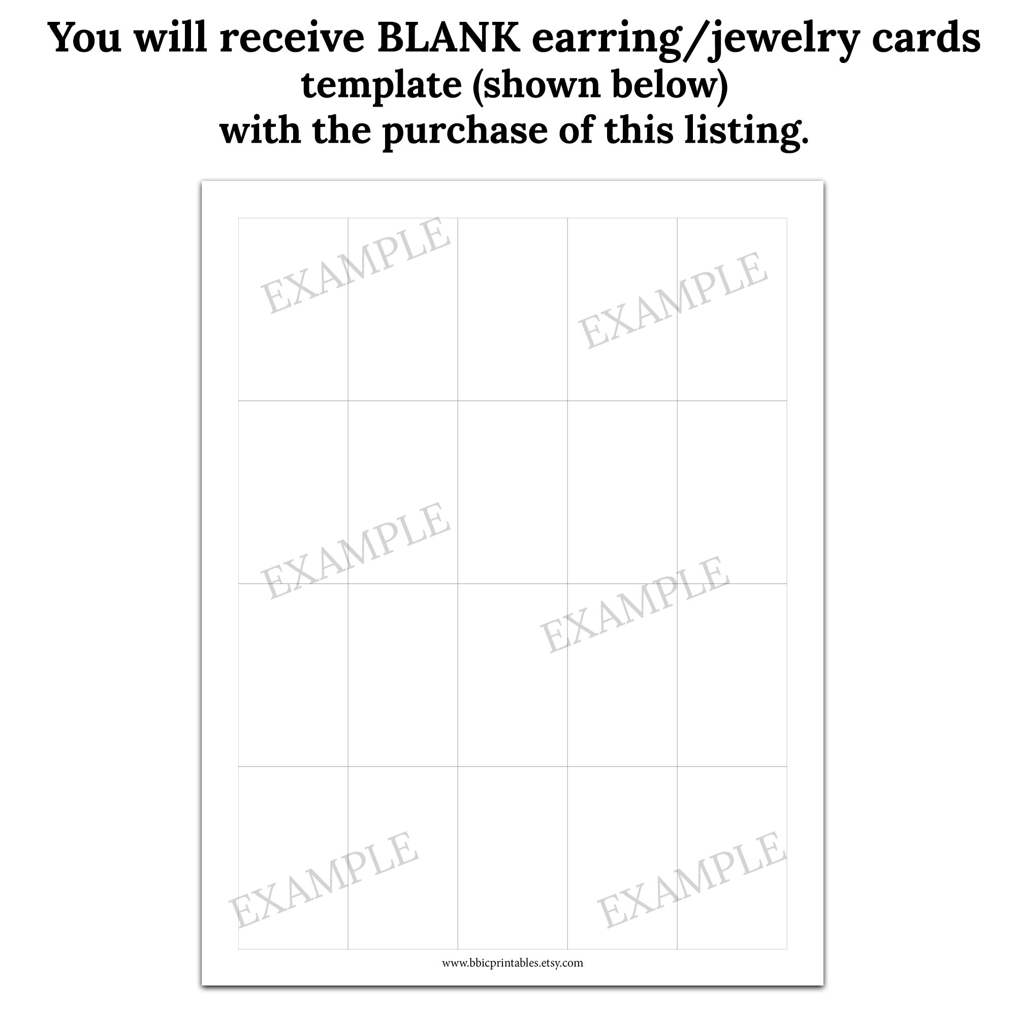 Printable Earring Cards- INSTANT DOWNLOAD, 1.5x2.5 Printable Long Blank ...
