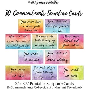 10 Commandments Printable Scripture Cards -collection #1- INSTANT ...