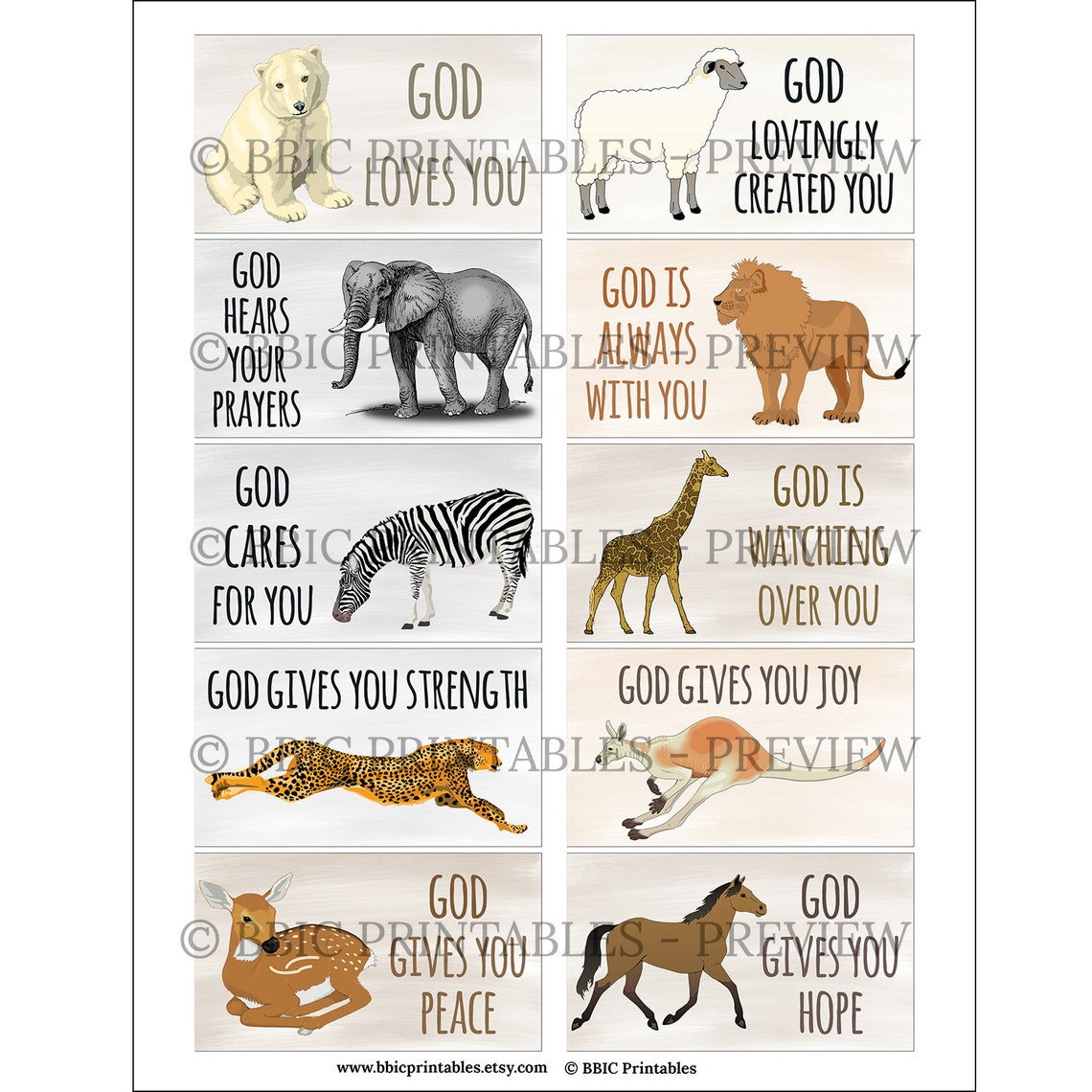 10 Kids Animal Scripture Cards kids Collection 1 INSTANT - Etsy