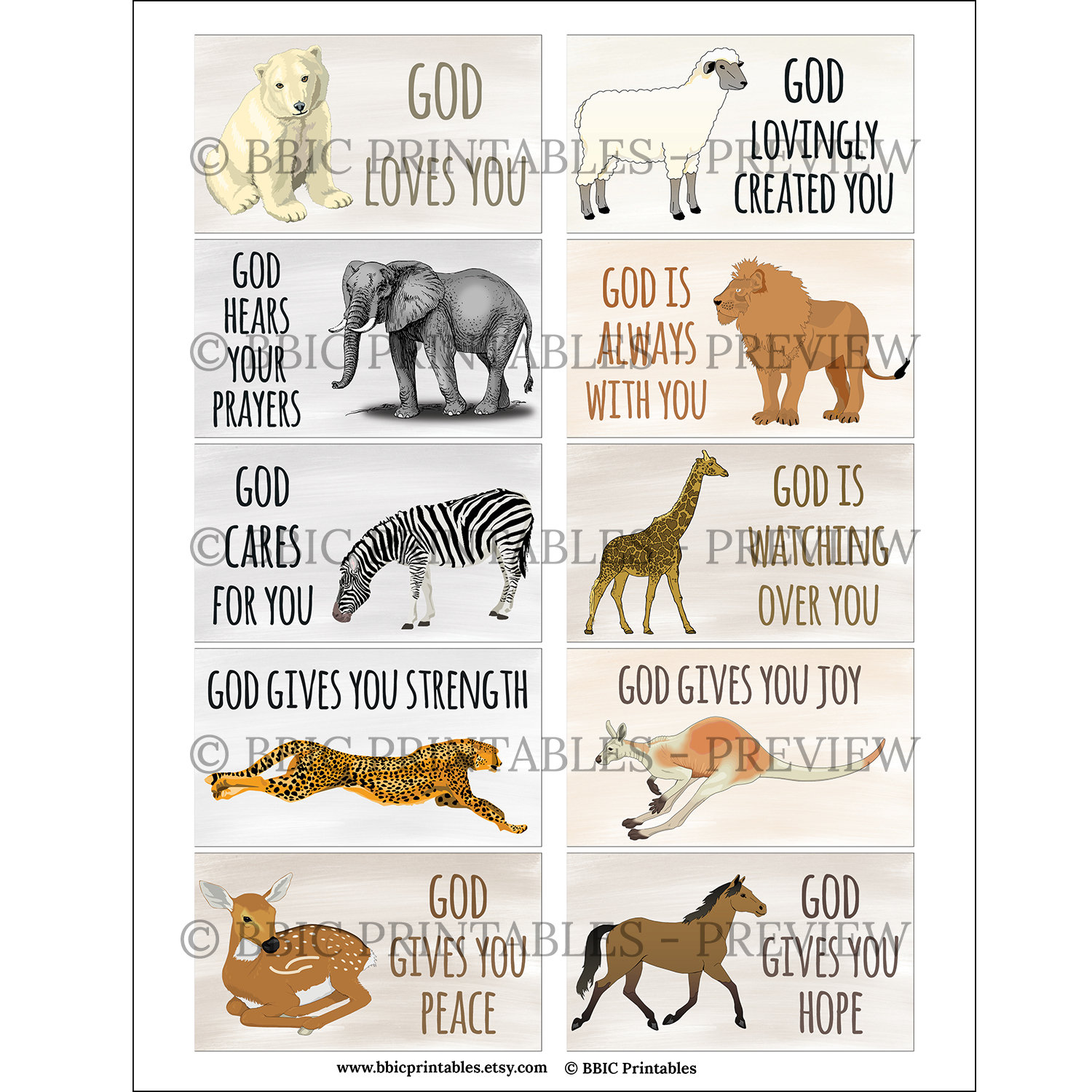 10 Kids Animal Scripture Cards kids Collection 1 INSTANT - Etsy