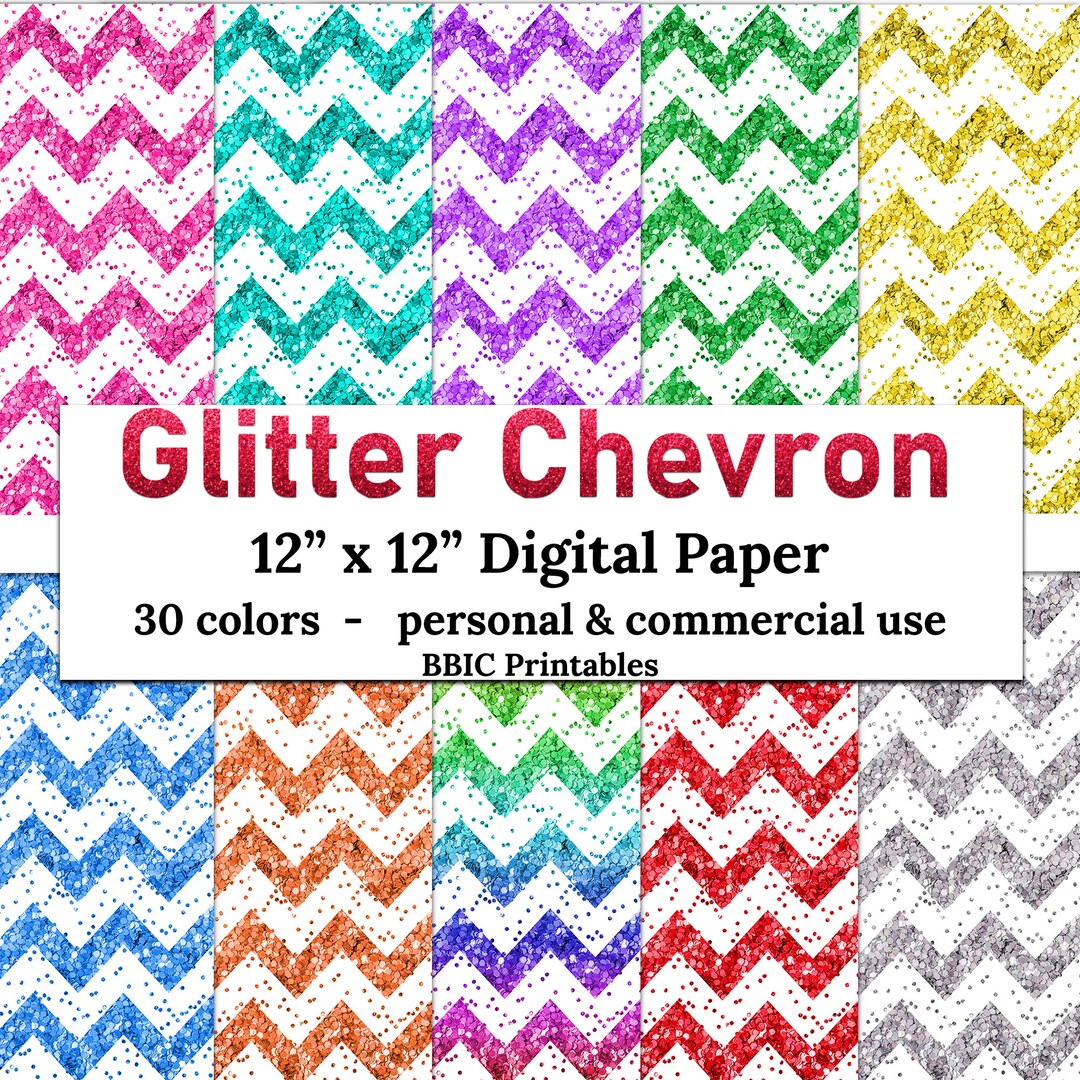 Glitter Chevron Digital Paper- INSTANT DOWNLOAD, 12x12 30 Colors ...
