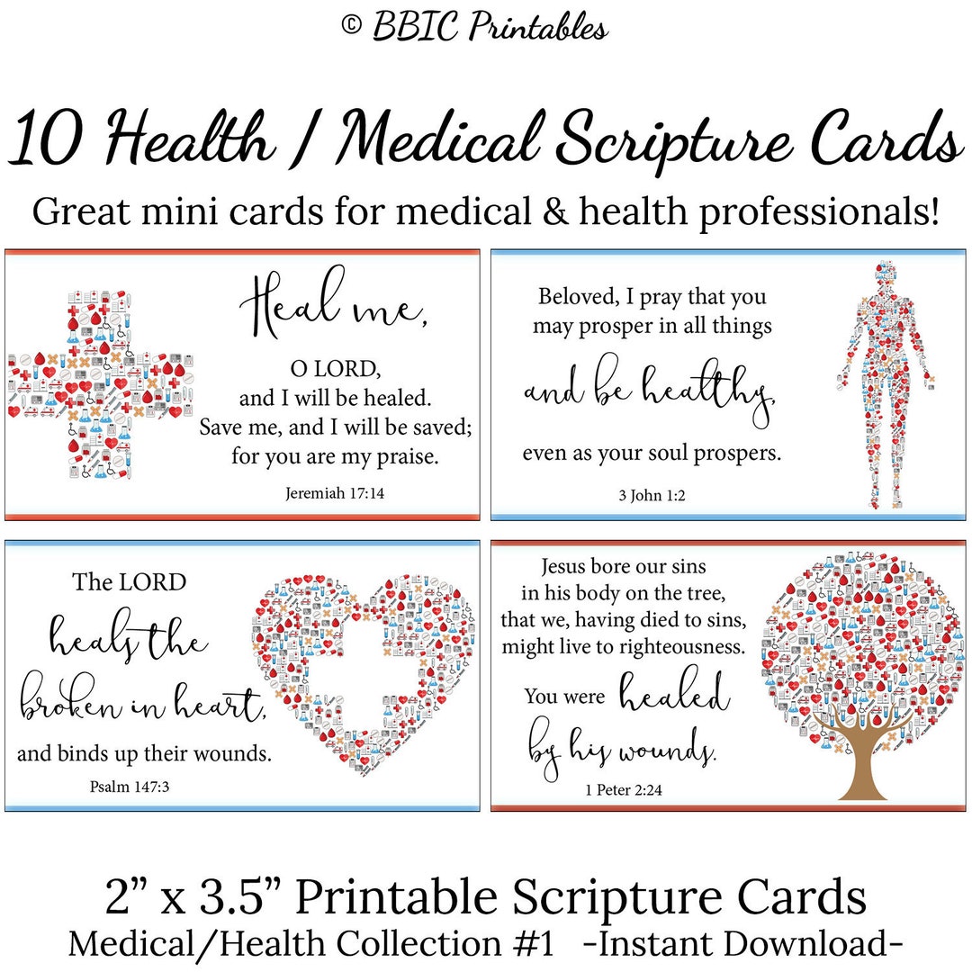 10 Medical-health Scripture Cards -collection #1- INSTANT DOWNLOAD, 2x3 ...