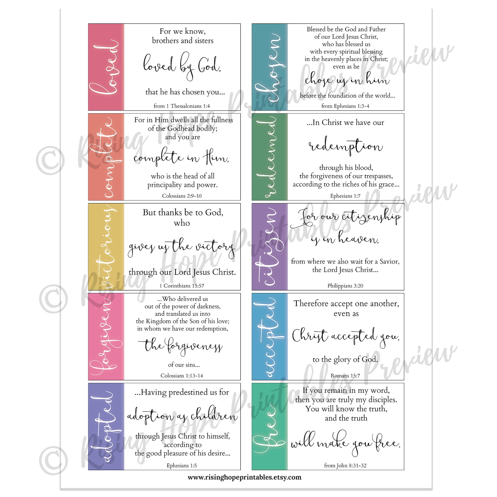 Who I Am in Christ Scripture Cards C1 INSTANT DOWNLOAD | Etsy