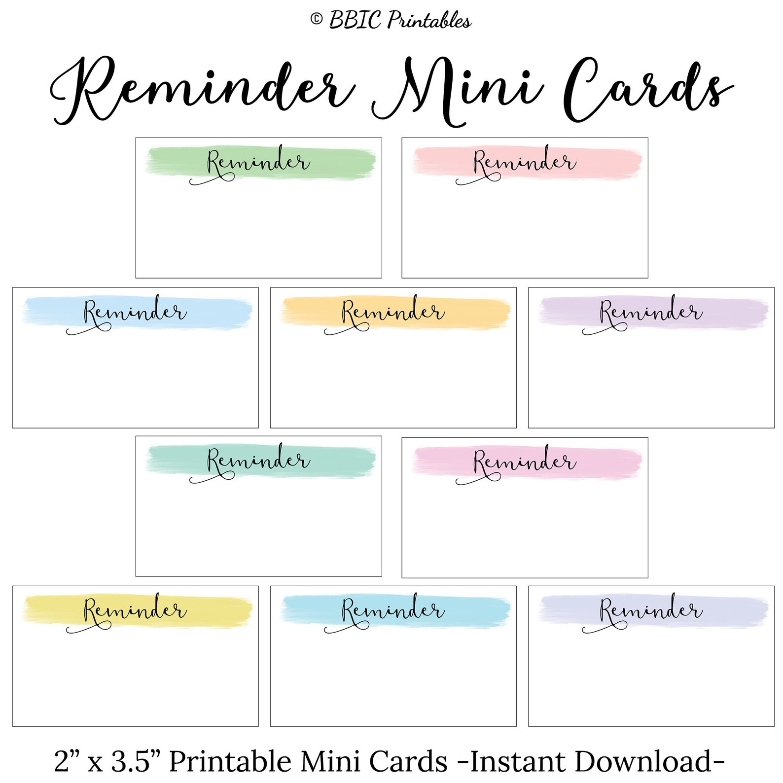 Reminder Printable Mini Cards- DIGITAL DOWNLOAD, Reminder Appointment ...