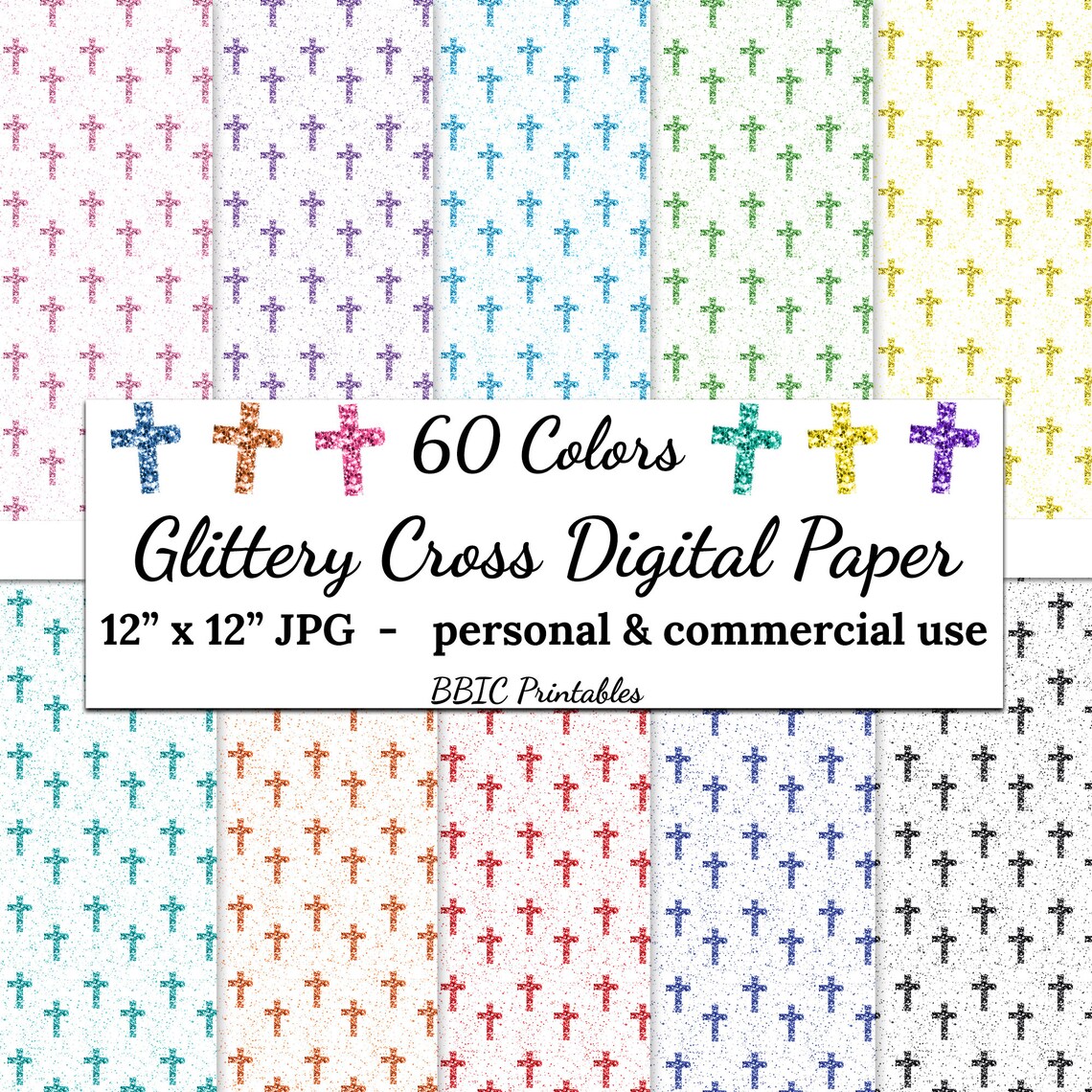 Glittery Cross Digital Paper INSTANT DOWNLOAD 60 Colors - Etsy