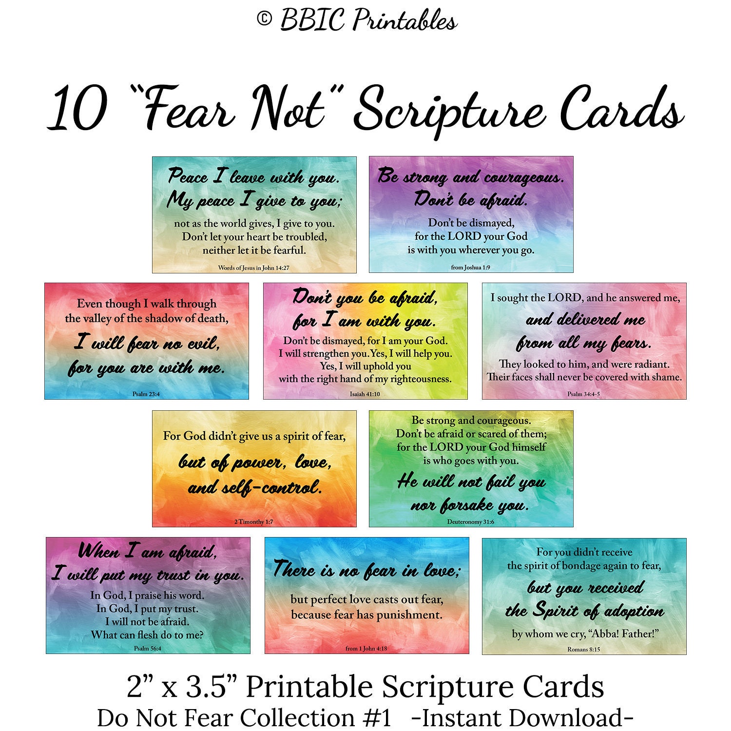 10 Fear Not Printable Scripture Cards -do Not Fear Collection #1 ...
