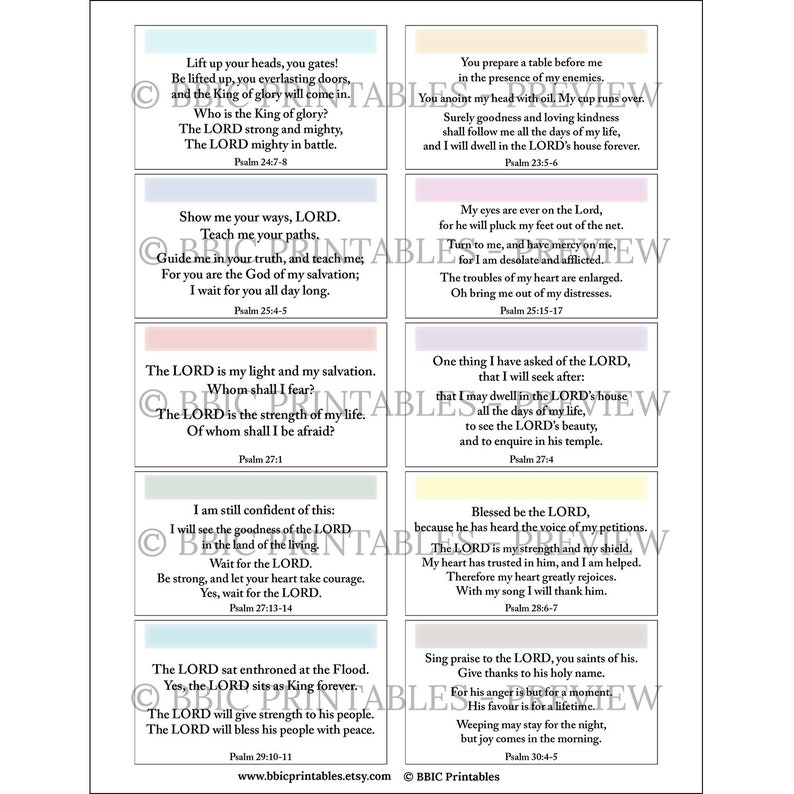 10 Personalizable Printable PSALM Scripture Cards -personalized ...