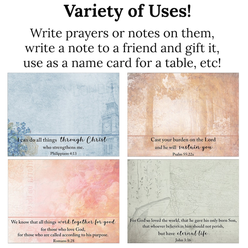 12 Blank Vintage Printable Bible Verse Cards C1 INSTANT - Etsy