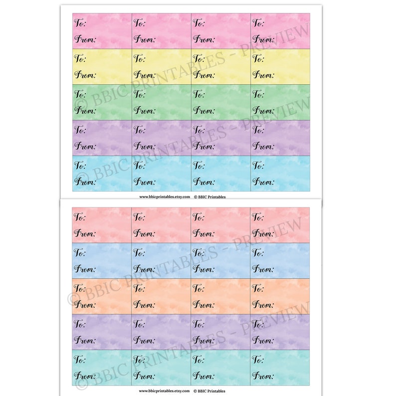 40 Tiny Watercolor Gift Tags DIGITAL DOWNLOAD Small Tiny | Etsy