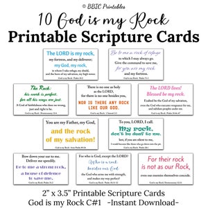 10 God is My Rock Printable Scripture Cards -C1- INSTANT DOWNLOAD, God ...