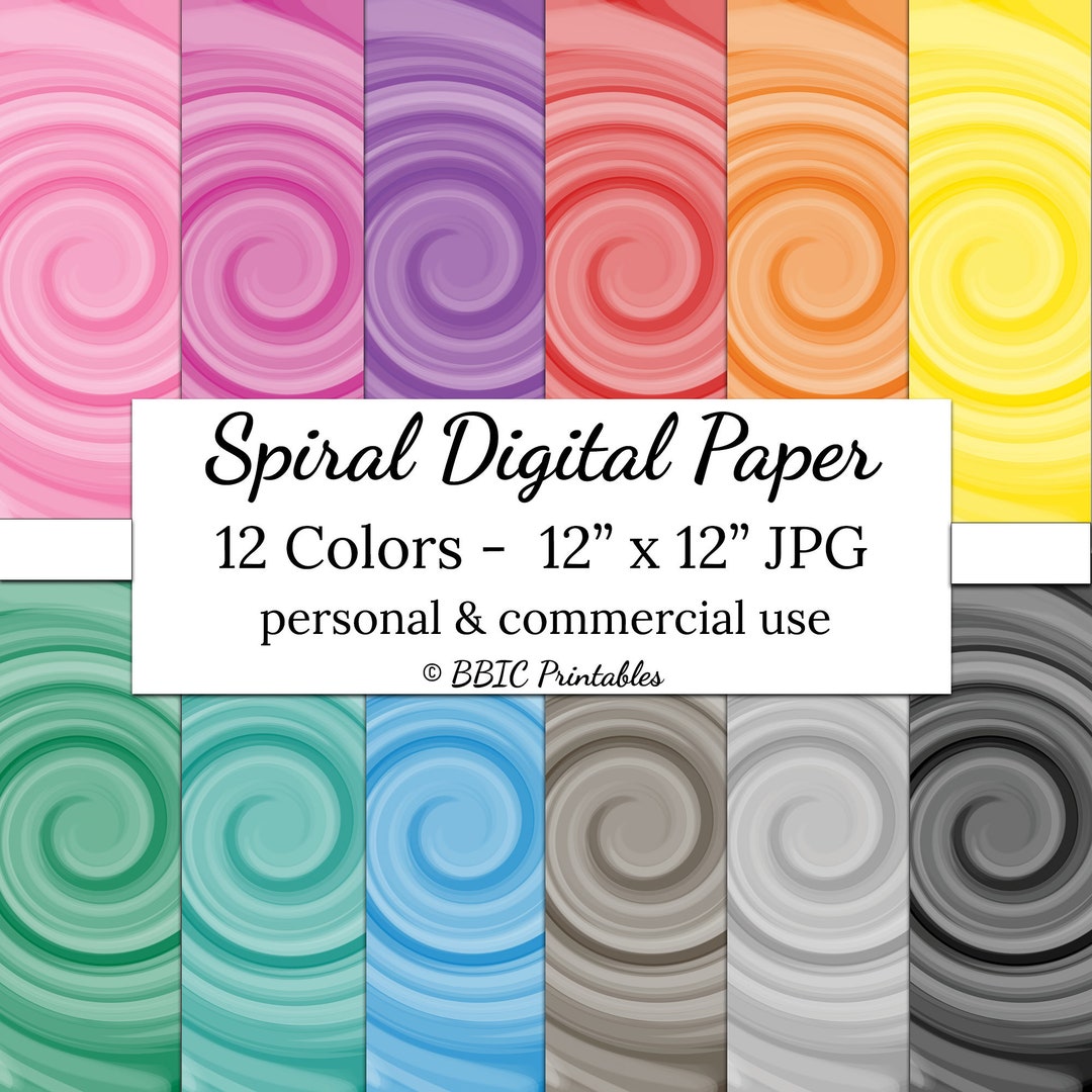 Spiral Swirl Digital Papers- INSTANT DOWNLOAD, 12 Colors 12x12 JPG ...
