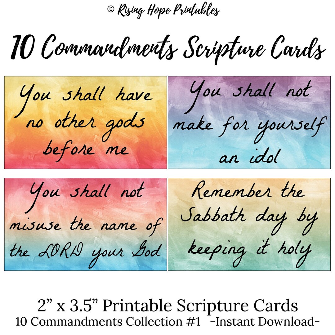 10 Commandments Printable Scripture Cards -collection #1- INSTANT ...
