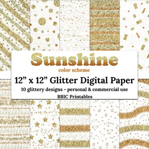 Sunshine Digital Paper- INSTANT DOWNLOAD, 12x12 Sunshine Yellow Orange ...
