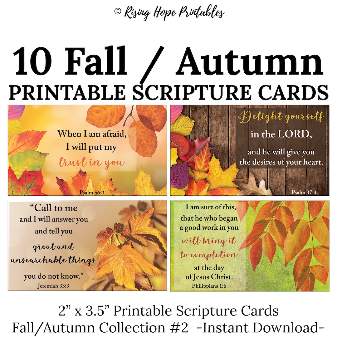 10 Autumn Fall Printable Scripture Cards -C2- INSTANT DOWNLOAD, Fall ...